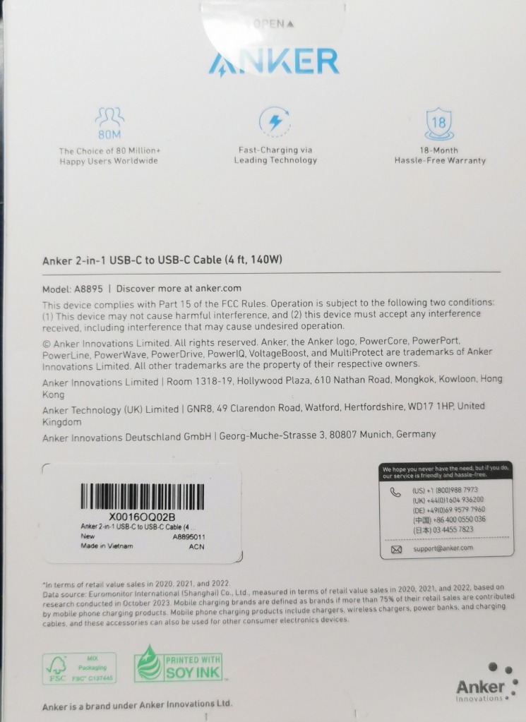 Anker USB-C ＆ ケーブル (2-in-1, 140W) 急速充電 USB 2.0 iPhone 15 GalaxyS24 / S23 MacBook Air/Pro iPad 他 ...