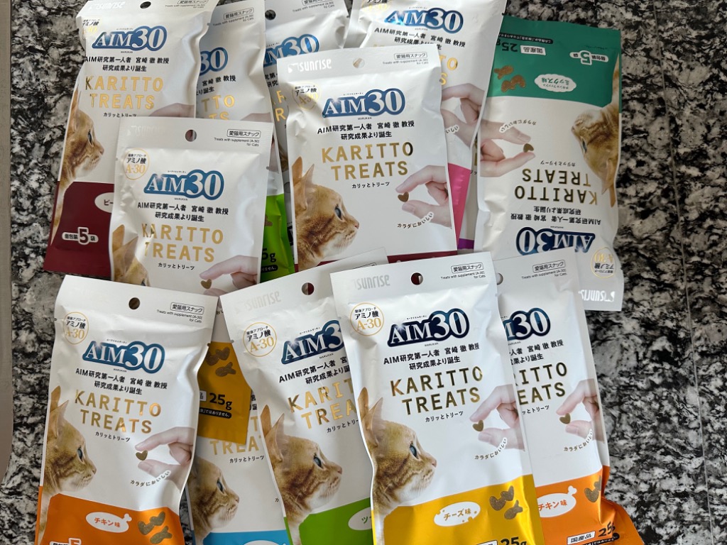 Sunrise（マルカン） キャットフード サンライズ AIM30 カリッとトリーツ 4種各1袋 セットB : チャーム charm ヤフー店 - 通販 - Yahoo!ショッピング