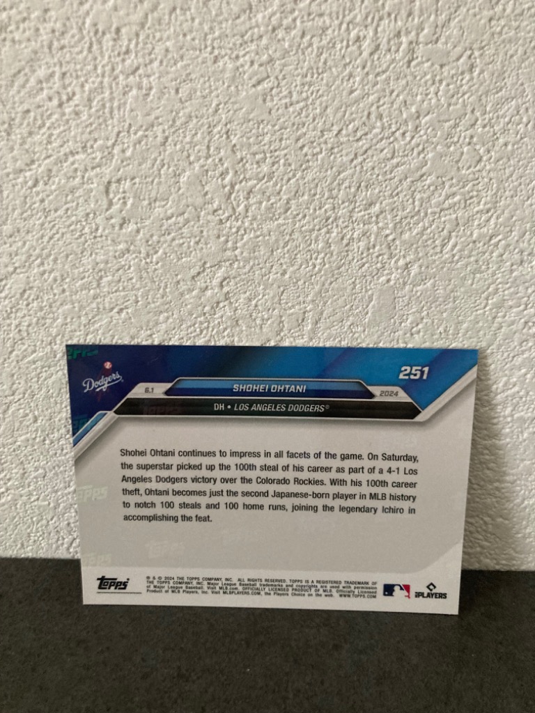 251【大谷翔平/ドジャース】2024 MLB TOPPS NOW [2024.6.1] イチロー以来、日本人2人目の100HR&100盗塁を達成 (PR:7384) : スポーツカード ...