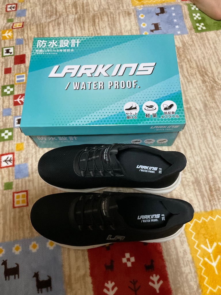 LARKINS スリッポン メンズ スニーカー 靴 黒 ブラック 紺色 ネイビー 防水 雨 履きやすい ハンズフリー 軽量 軽い ランニングシューズ ラーキンス L-203 : 靴のニシムラ ...