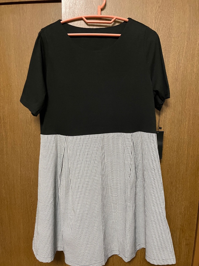 ワンピース 切り替え ドッキング タック 半袖 チェック 無地 レディース 春夏 ブラック ホワイト : ROVEL - 通販 - Yahoo!ショッピング