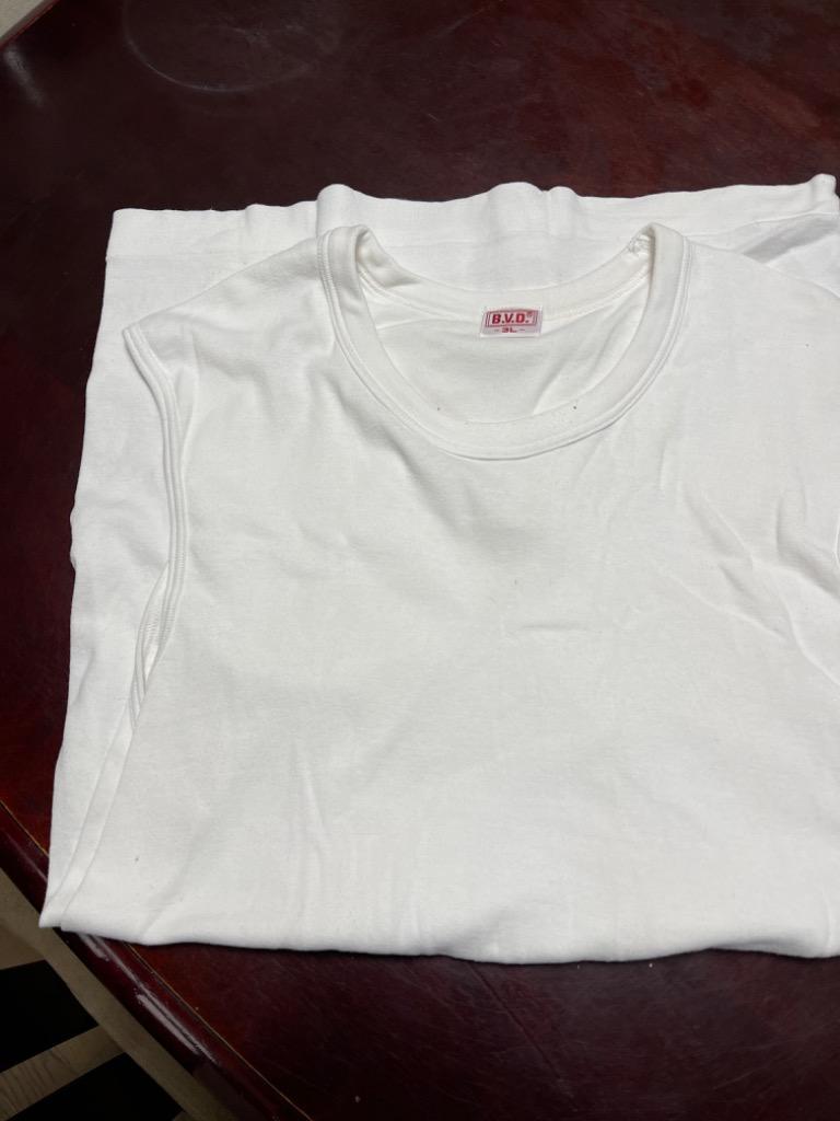 B.V.D BVD メンズ スリーブレス丸首シャツ 綿100％ 3L・4L (コットン インナー クルーネック 下着 男性 紳士 白 ホワイト 大きいサイズ) : すててこねっと ヤフー店 ...